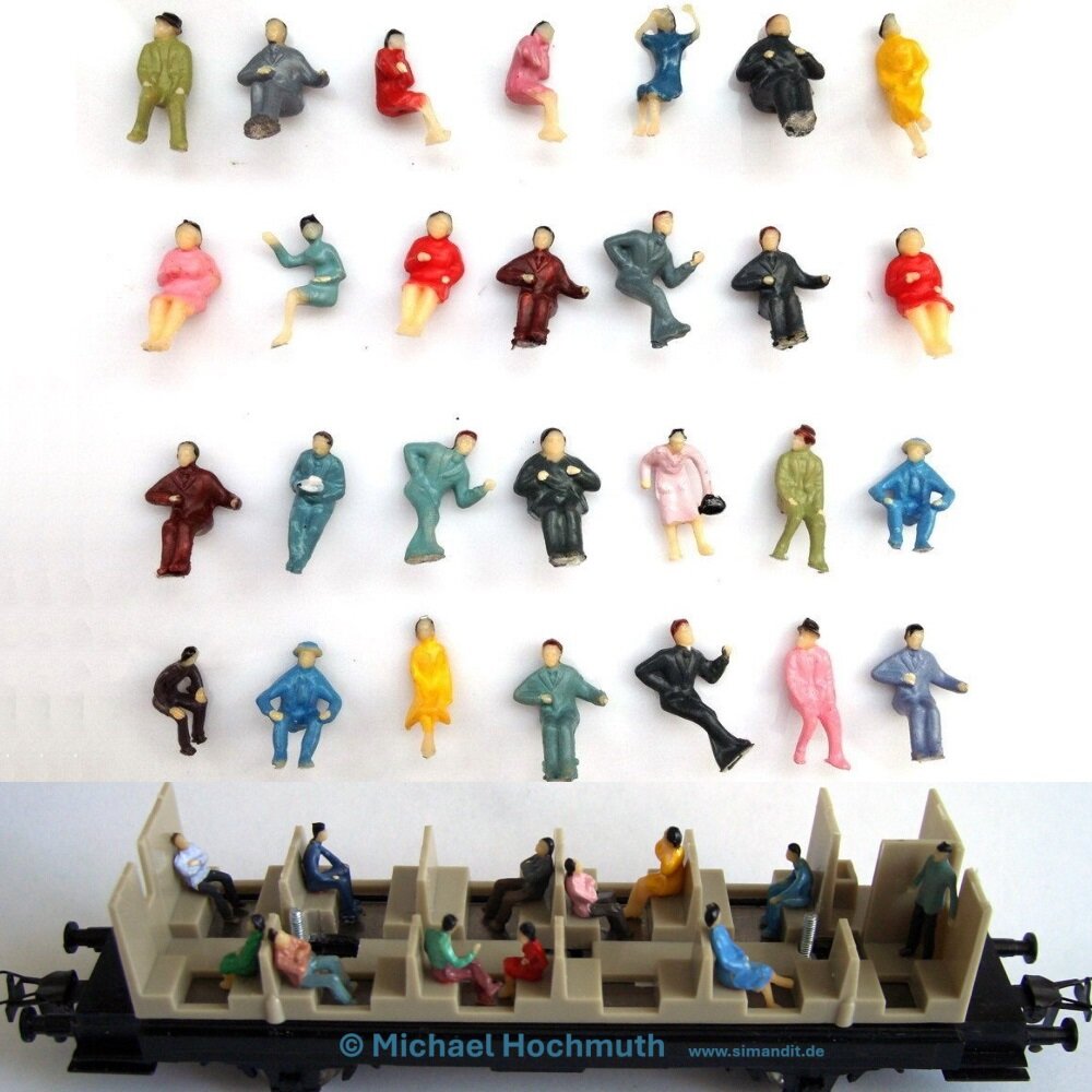 Figuren sitzende Reisende sitzend ideal für Waggons Spur H0 Set 100 S ...