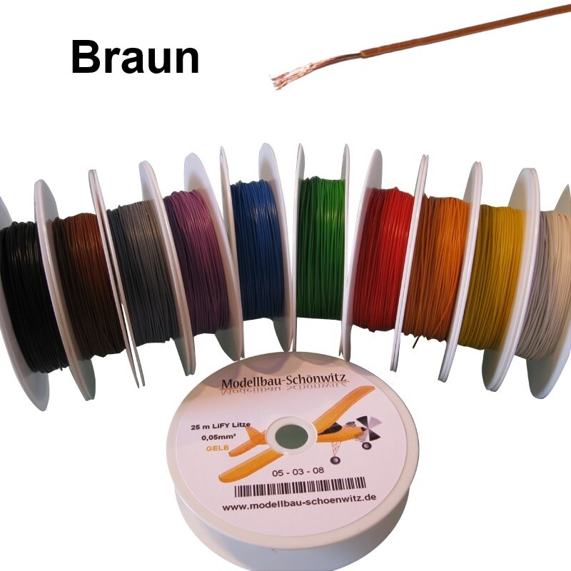 Litze Kabel 0,05mm² LIFY Decoderlitze Schaltlitze Kupferlitze 25 Mete ...