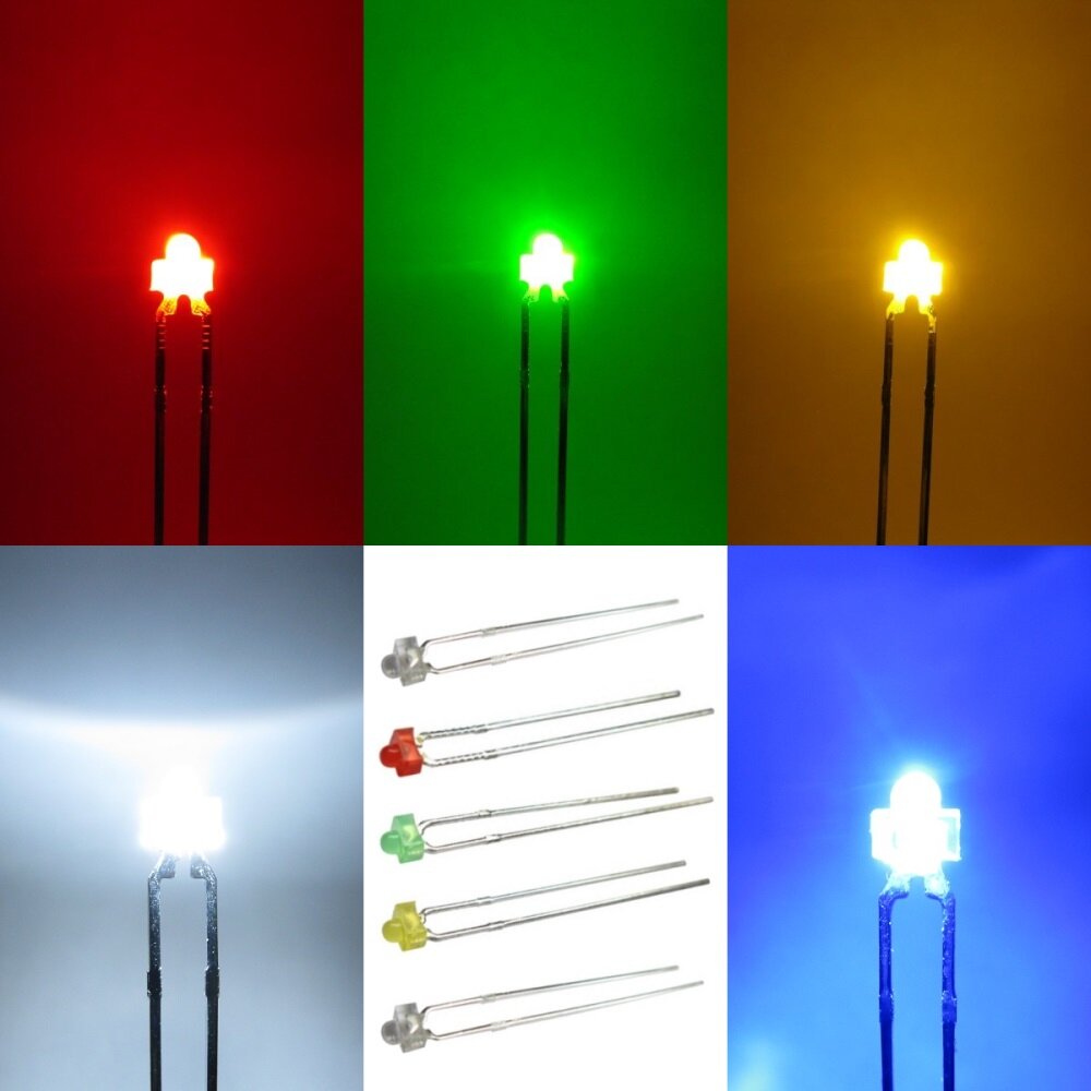 Set LED 1,8mm WEIß BLAU ROT GELB GRÜN Sortiment LEDs 50 Stück S514, 6,99