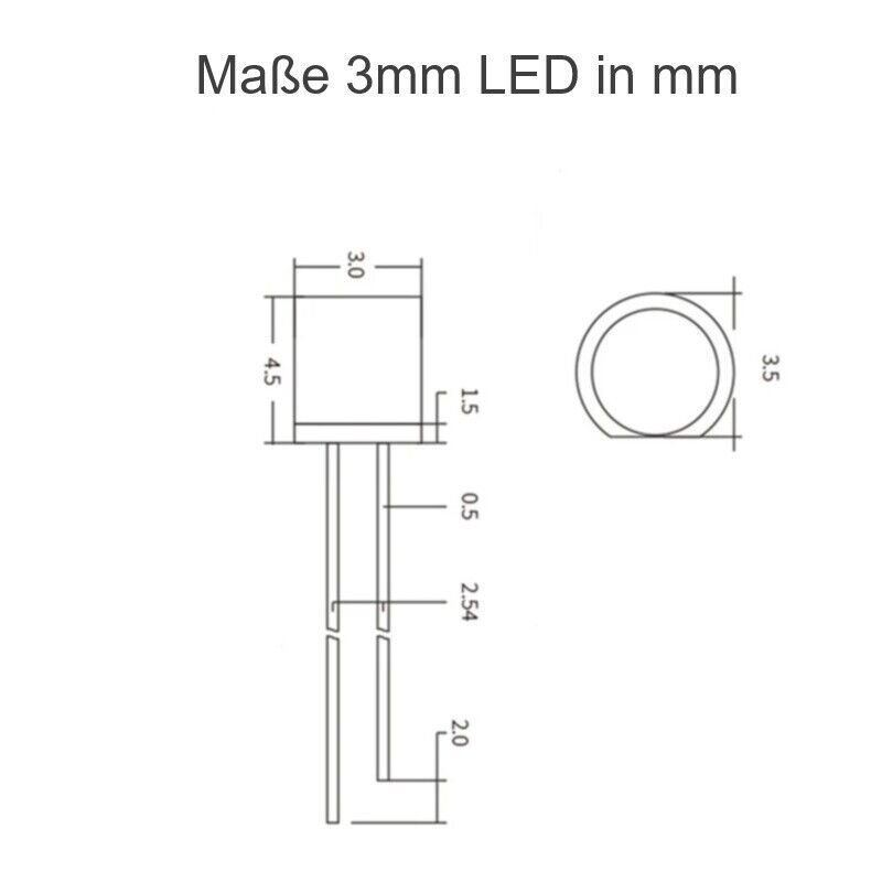 LED 3mm Zylinder Flachkopf LEDs zylindrisch flach Flat Top 10 20 50 1, 3,99