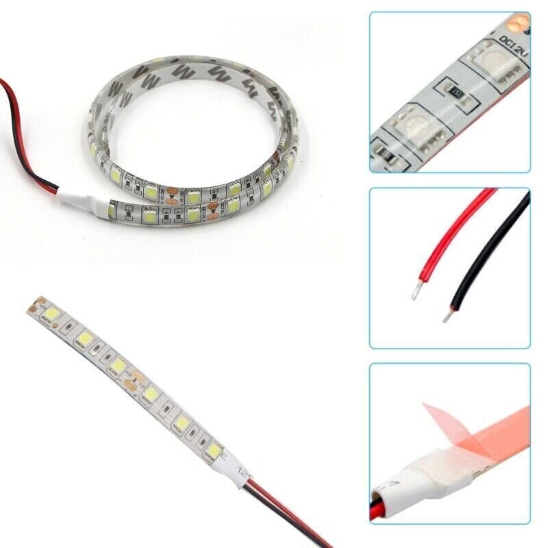 LED Streifen Wasserdicht mit Kabel 12V Selbstklebend Strip 5050 KFZ B, 3,99