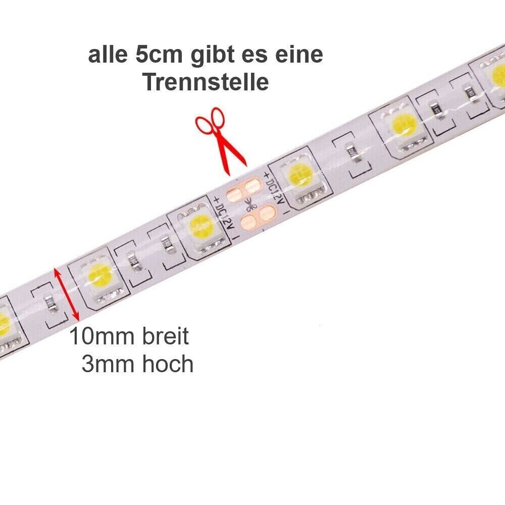 LED Streifen Wasserdicht mit Kabel 12V Selbstklebend Strip 5050 KFZ B, 3,99