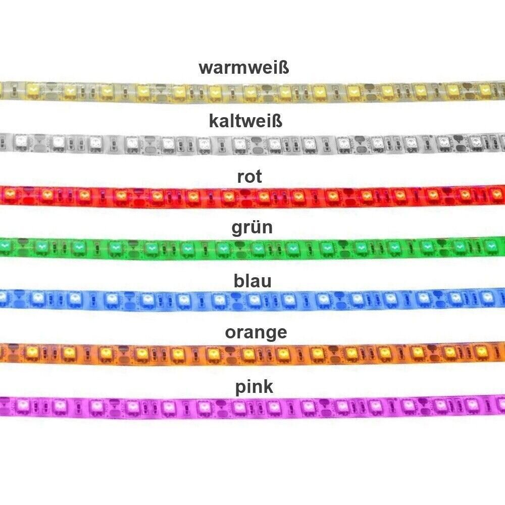LED Streifen Wasserdicht mit Kabel 12V Selbstklebend Strip 5050 KFZ B ...