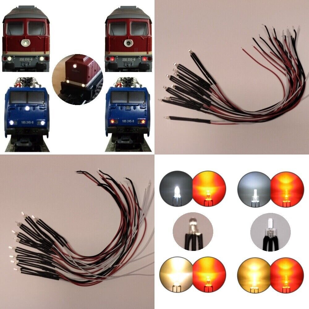 LED Umbauset Duo LEDs 2mm 3mm mit Kabel Lichtwechsel H0 Loks Triebwag ...