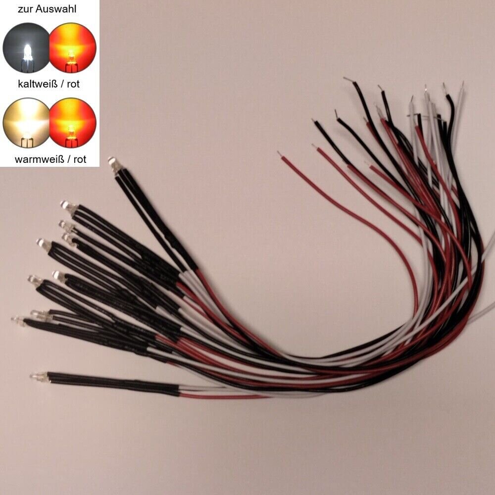LED Umbauset Duo LEDs 2mm 3mm mit Kabel Lichtwechsel H0 Loks Triebwag ...