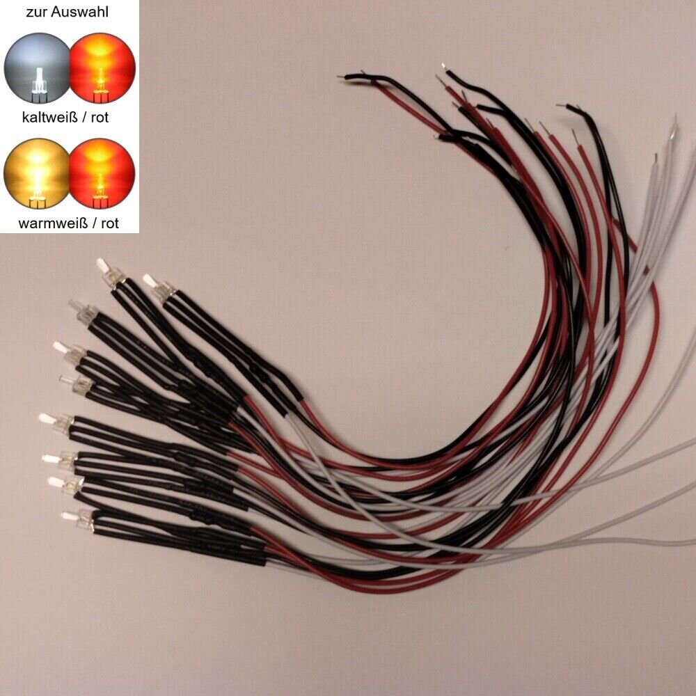LED Umbauset Duo LEDs 2mm 3mm mit Kabel Lichtwechsel H0 Loks Triebwag ...