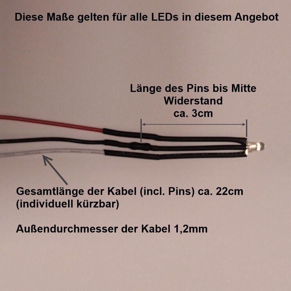 LED Umbauset Duo LEDs 2mm 3mm mit Kabel Lichtwechsel H0 Loks Triebwag ...